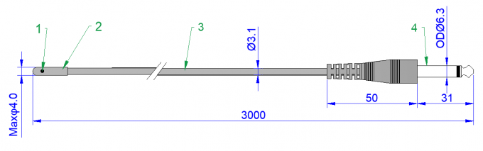 2.252kΩ Epoxy Encapsulated NTC Human Body Cavity Medical Temperature Sensor