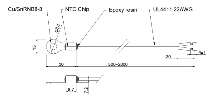 EV Battery Surface Mount NTC 10k Ohm Temperature Sensor NTC Chip Ring Lug