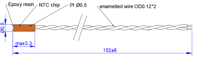 2.252K 3976 PI Max 0.5mm Epoxy NTC Chip Thermistor