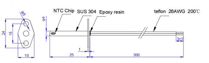 NTC Wired Temperature Sensor For Electric Kettle Epoxy Resin Encapsulation