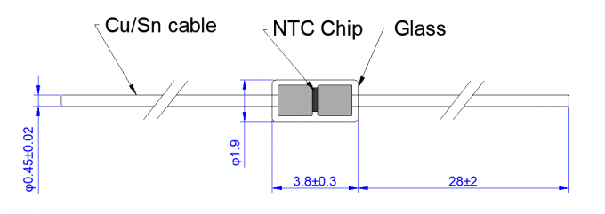 Customized Ntc Probe Diode Glass Coating Ntc Thermistor For ...