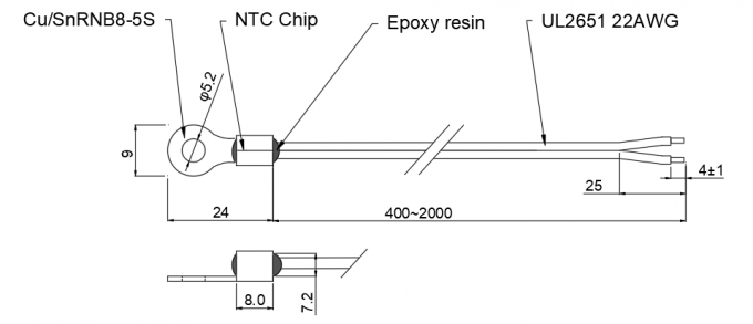 Surface Mount Ring Lug Terminal NTC Temperature Sensor For Gas Boiler