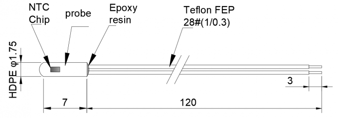 100K 4200k HDPE Plastic Housing Type NTC Thermistor For Mechanical Device